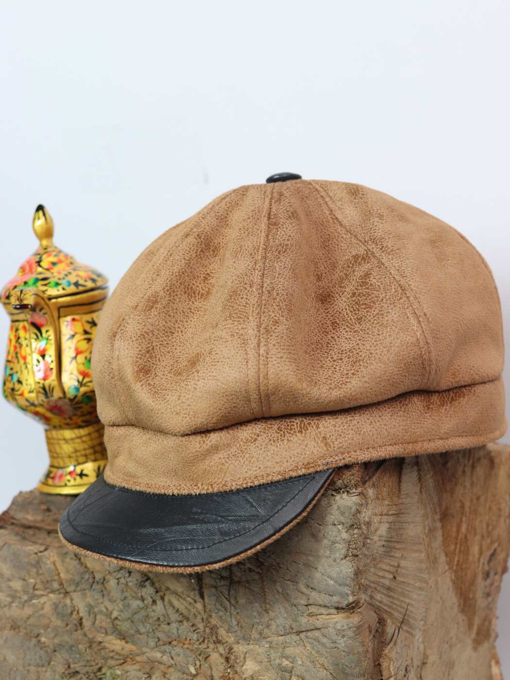Suede Leather Brown and Black Pick | Cap – Sarposhi