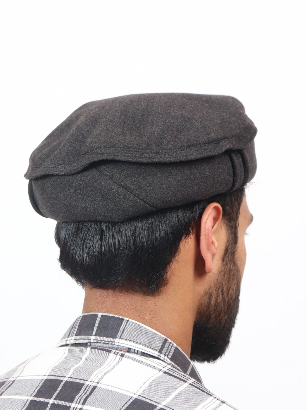 Dark Grey Pakol Cap – Handmade Traditional Afghani Style – Sarposhi
